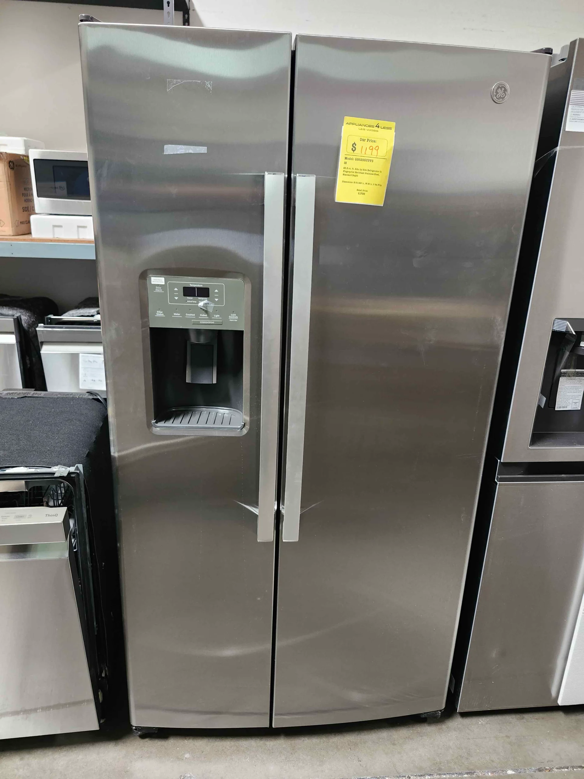 GE 25.3 cu. ft. Side-by-Side Refrigerator with Ice & Water Dispenser ...
